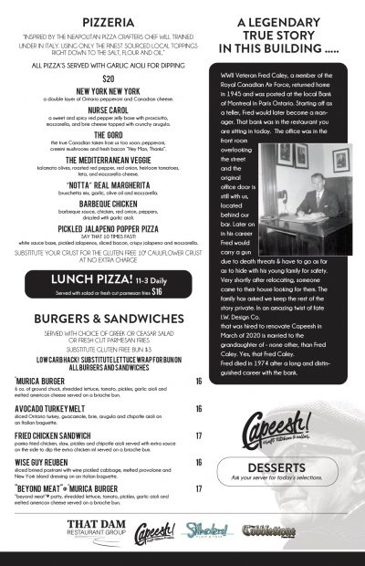 Our Menu - Capeesh Craft Kitchen & Cellar