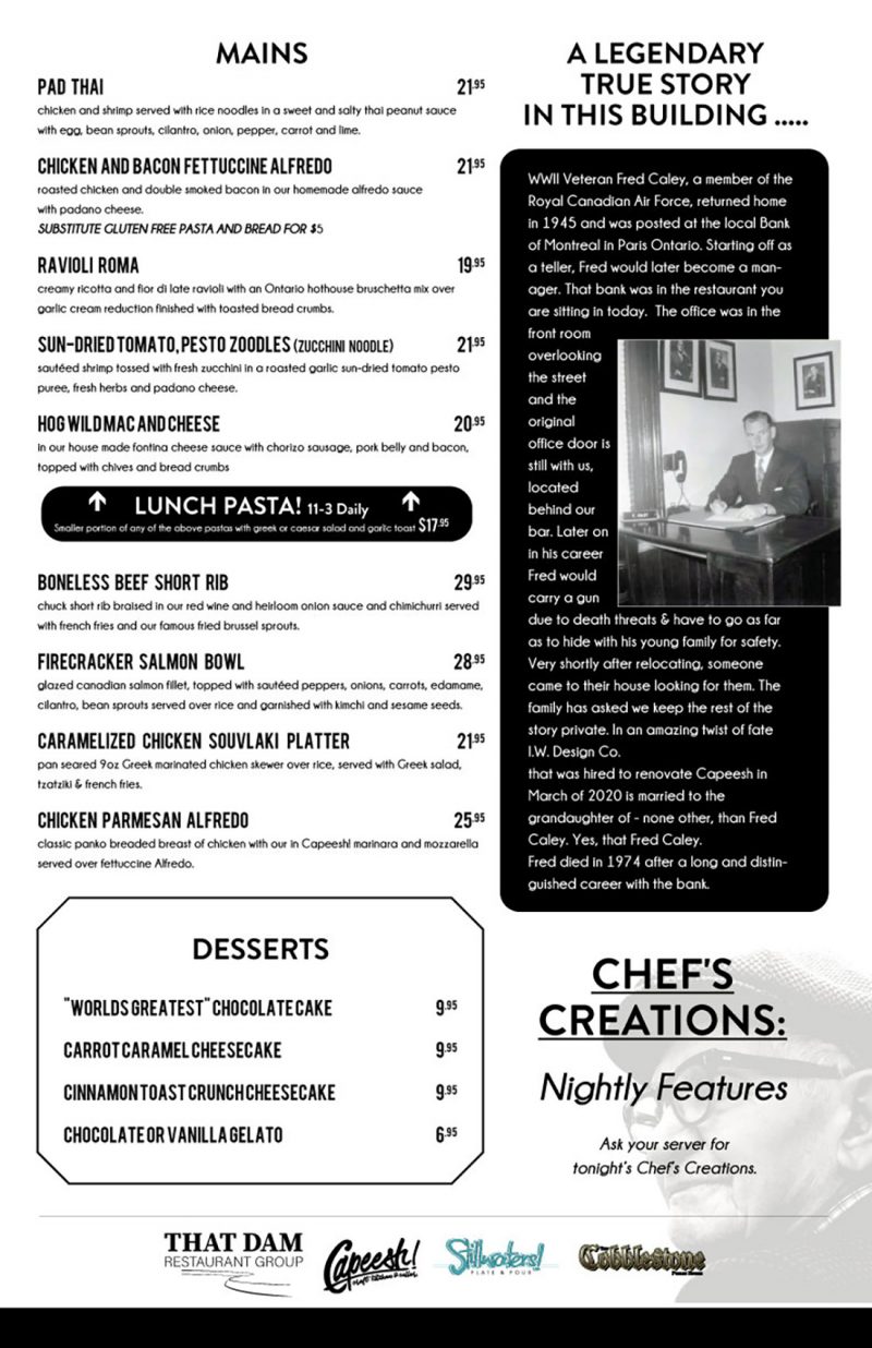 Our Menu - Capeesh Craft Kitchen & Cellar